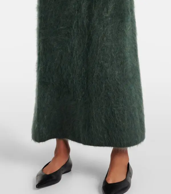 LISA YANG Asta Knitted Cashmere Midi Skirt - Green