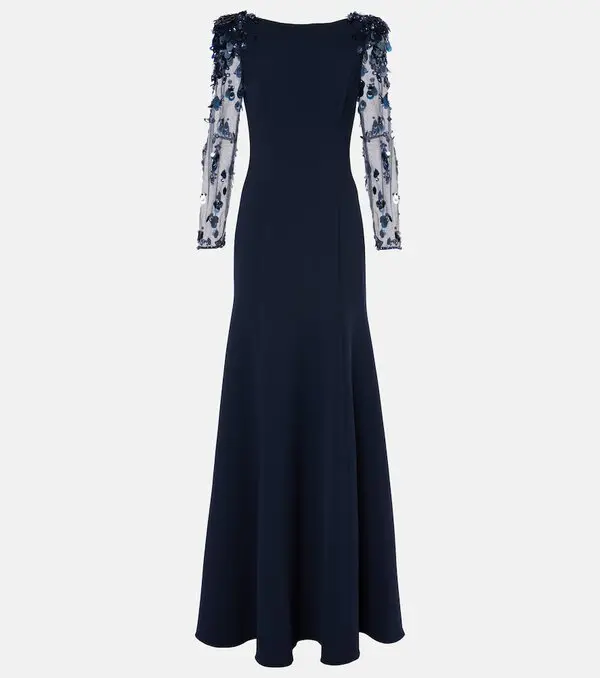 Jenny Packham Midnight Embellished Gown - Blue