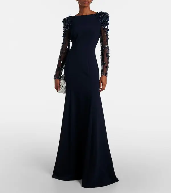 Jenny Packham Midnight Embellished Gown - Blue