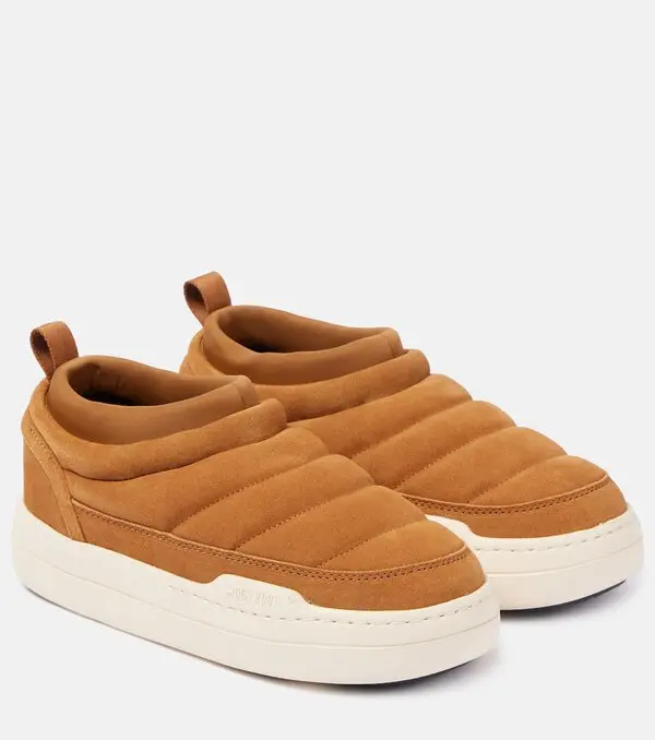 Moon Boot Park Soft Suede Slip-on Shoes - Brown
