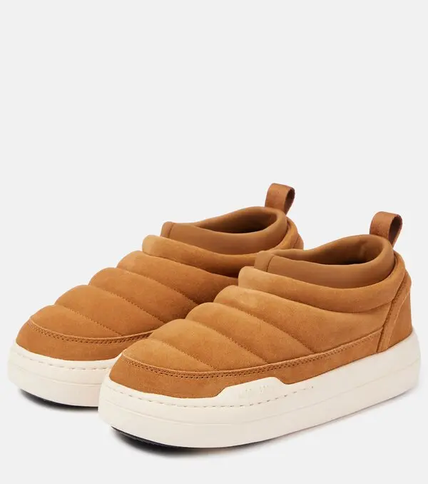 Moon Boot Park Soft Suede Slip-on Shoes - Brown