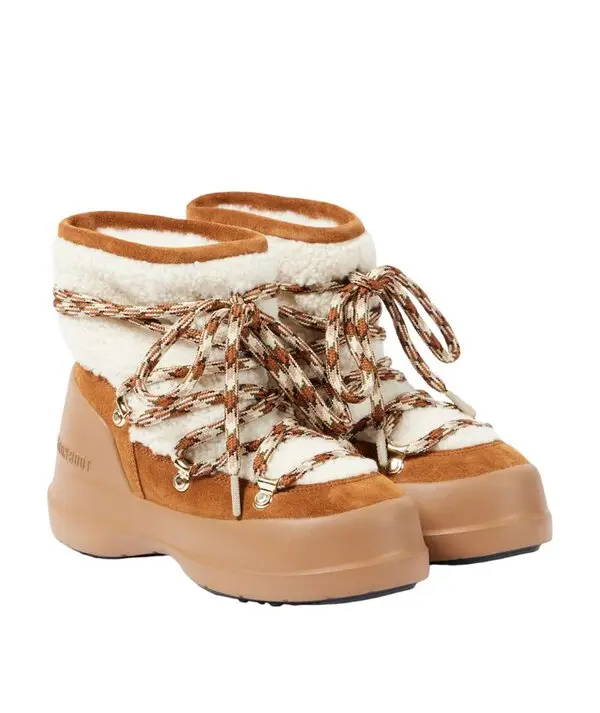 Moon Boot Luna Low Shearling & Suede Snow Boots
