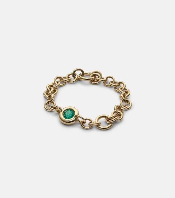 SPINELLI KILCOLLIN Gravity Estrella 18kt Chain Ring With Emerald - Gold
