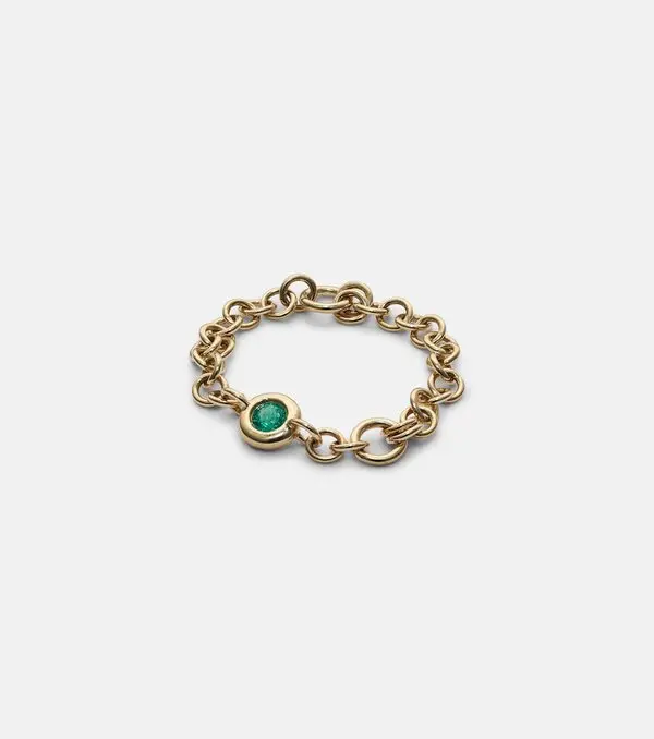 SPINELLI KILCOLLIN Gravity Estrella 18kt Chain Ring With Emerald - Gold