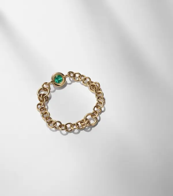 SPINELLI KILCOLLIN Gravity Estrella 18kt Chain Ring With Emerald