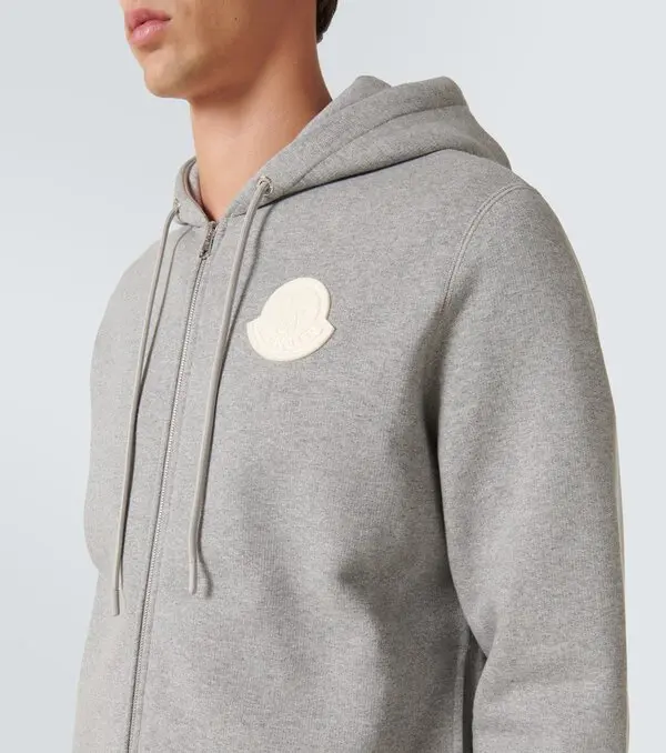 Moncler Cotton Zip-Up Hoodie - Grey | Editorialist