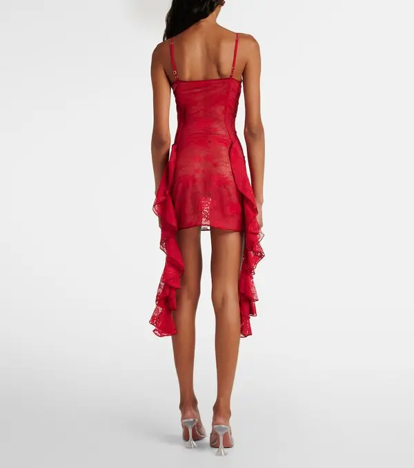 Oseree Ruffled Lace Bustier Dress