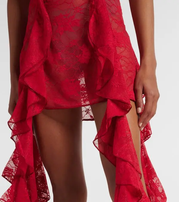 Oseree Ruffled Lace Bustier Dress