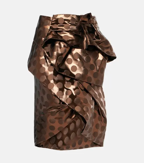 Dries Van Noten Lamé Midi Skirt - Brown