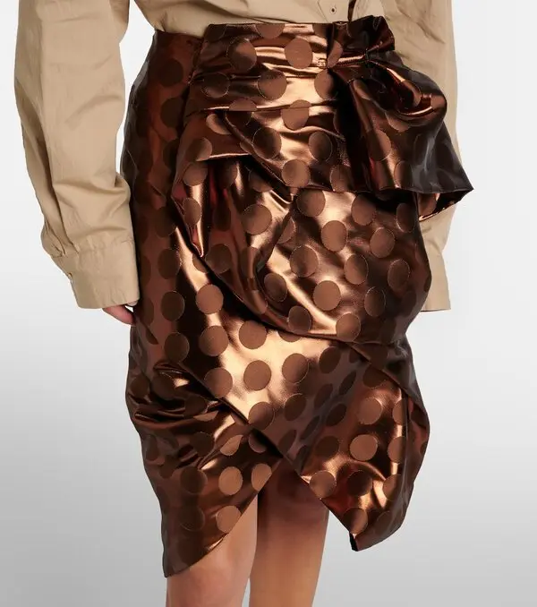 Dries Van Noten Lamé Midi Skirt - Brown