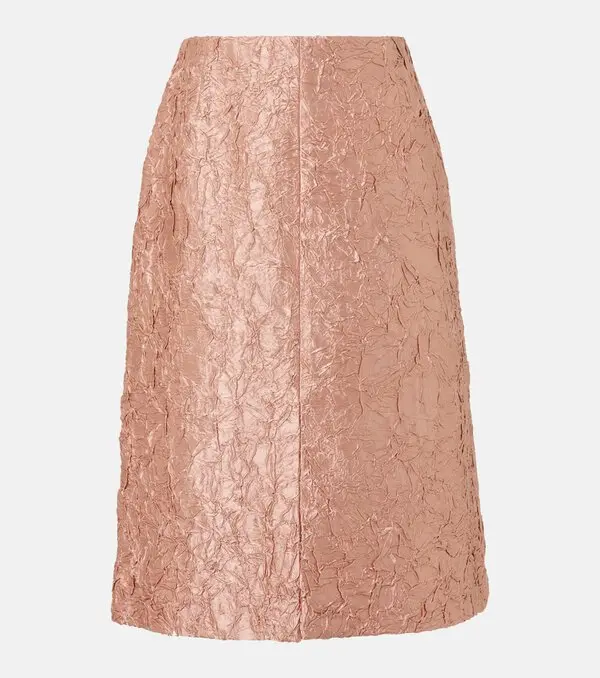 Dries Van Noten Lamé Midi Skirt - Pink
