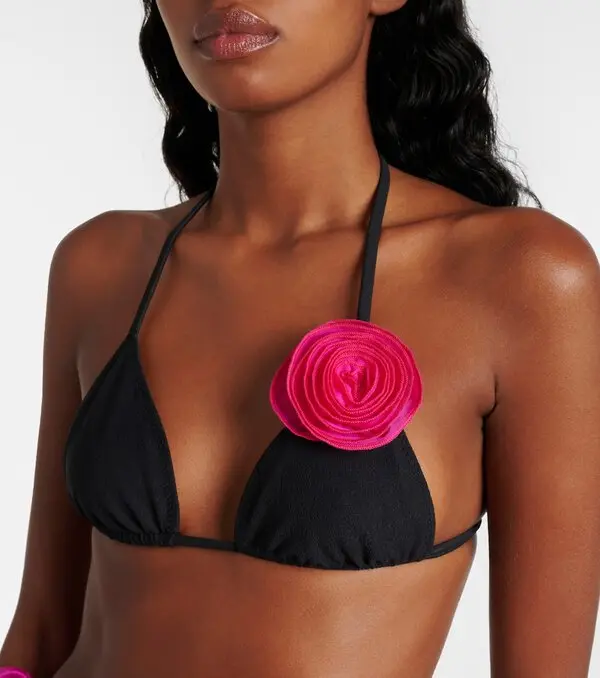 SAME Rose Halterneck Bikini Top - Black