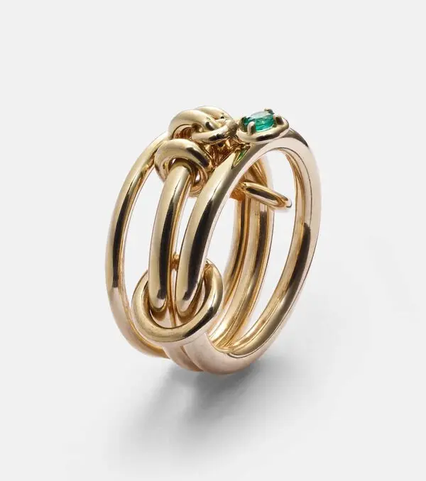 SPINELLI KILCOLLIN Piera 18kt Linked Rings With Emerald - Gold