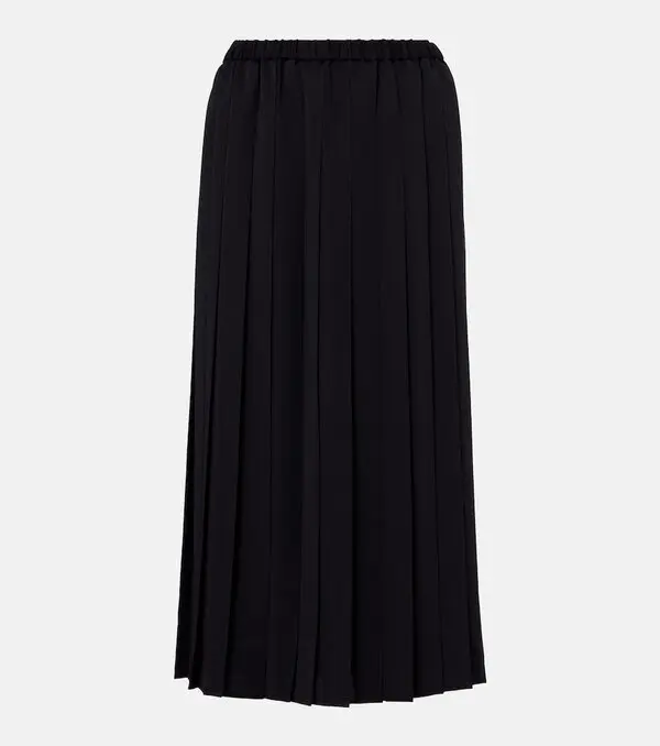 Junya Watanabe Pleated Midi Skirt With Floral Print - Black