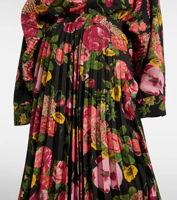 Junya Watanabe Pleated Floral Midi Skirt