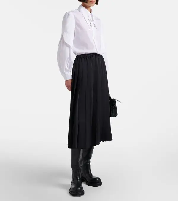 Junya Watanabe Pleated Floral Midi Skirt