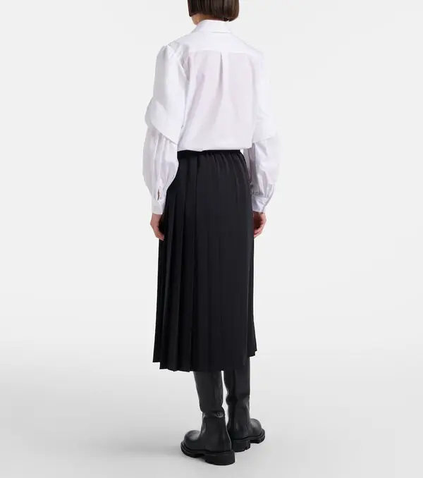Junya Watanabe Pleated Floral Midi Skirt