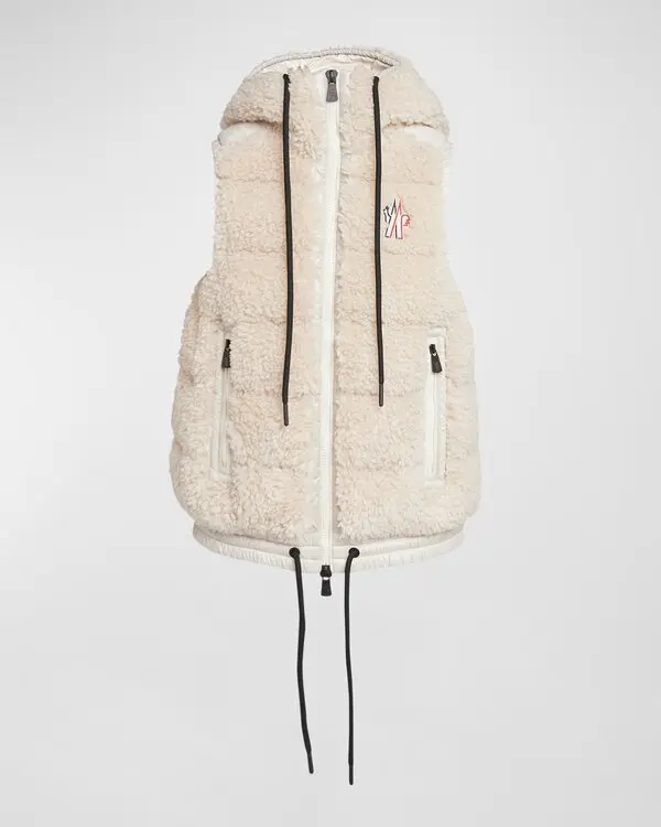 Moncler Teddy Fleece Puffer Vest - Beige