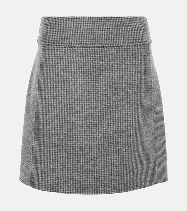 Max Mara Houndstooth Wool And Mohair-blend Miniskirt