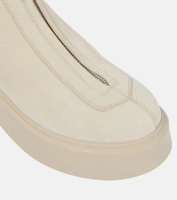 THE ROW Zipped 1 Leather Ankle Boots - Beige