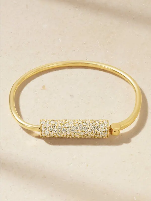 MARLA AARON Stoned Trundle Lock 18-karat Diamond Bracelet - Gold