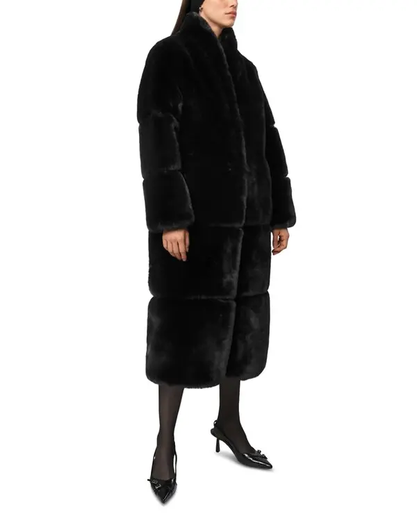 Apparis Sylke Long Faux Fur Coat - Noir