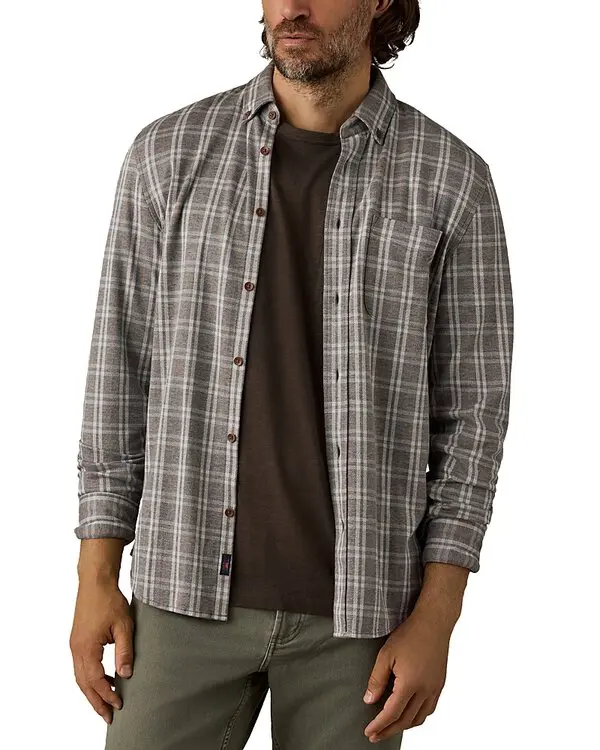 Faherty Brand Coastline Knit Plaid Button Down Shirt - Grey Cloud Plaid