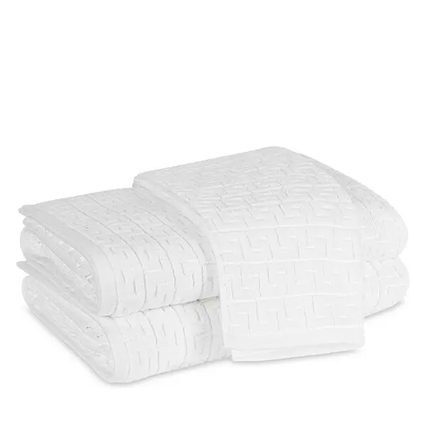 MATOUK Athena Cotton Sculpted Greek Key Hand Towel - White