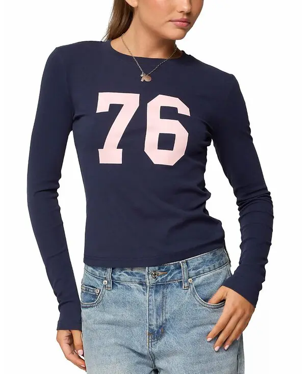 EDIKTED Long Sleeve T-shirt - Navy