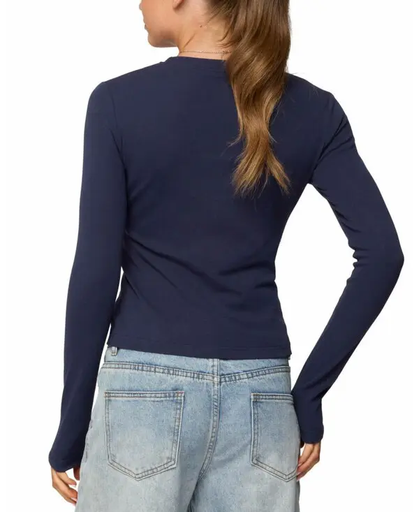 EDIKTED Long Sleeve T-shirt - Navy