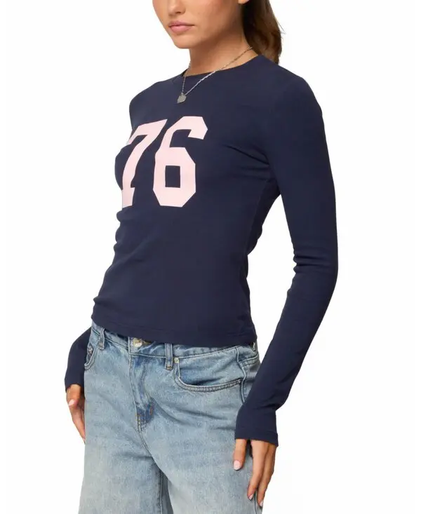 EDIKTED Long Sleeve T-shirt - Navy