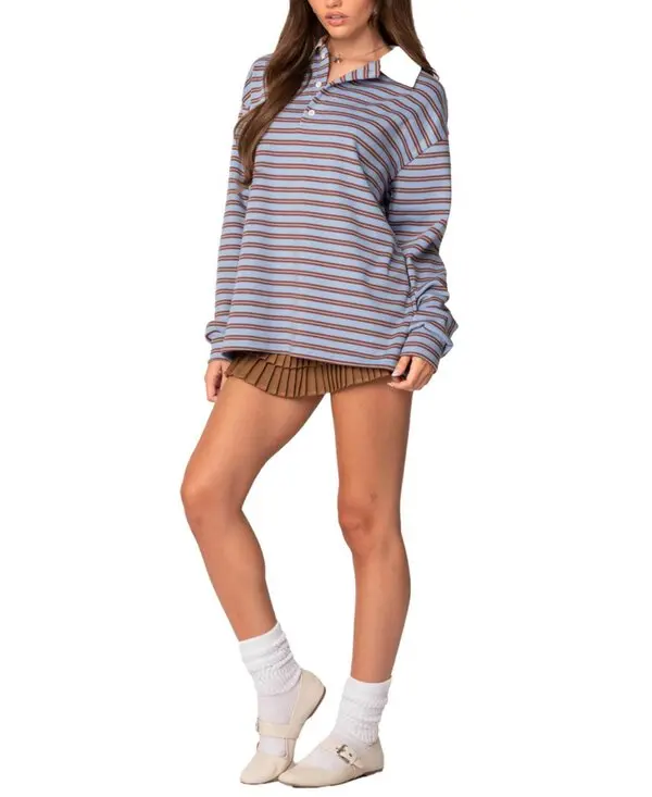 EDIKTED Stripey Oversized Collared Shirt