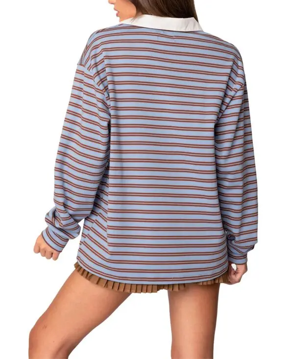 EDIKTED Stripey Oversized Collared Shirt