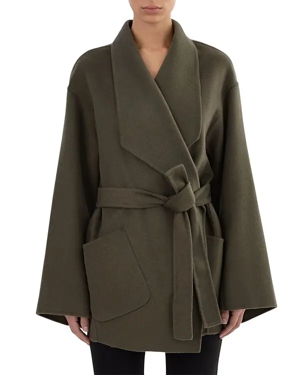 LAMARQUE Mekia Belted Wool Wrap Coat
