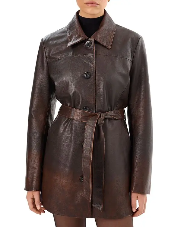 LAMARQUE Marlowe Leather Coat - Rub Off Brown