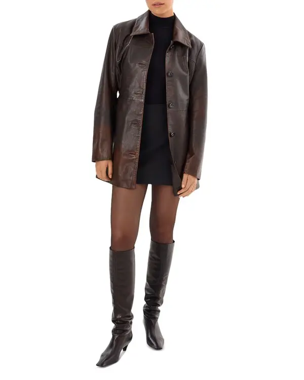 LAMARQUE Marlowe Leather Coat - Rub Off Brown
