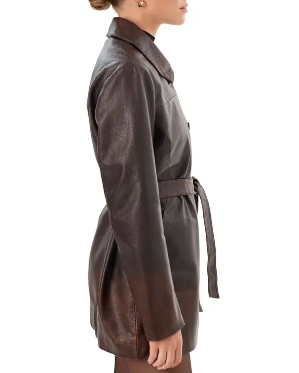 LAMARQUE Marlowe Leather Coat - Rub Off Brown