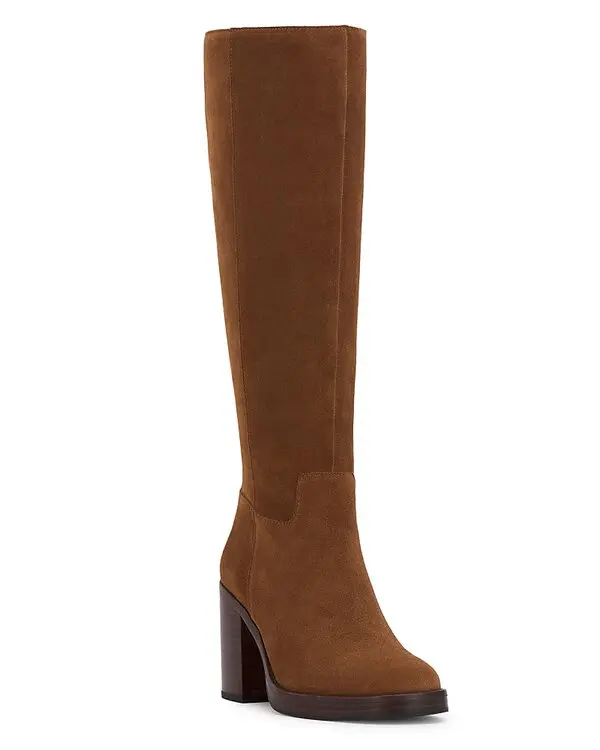 Vince Camuto Gibi Block Heel Boots - Medium Brown