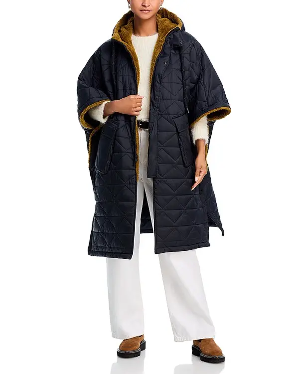 Ugg Jex Reversible Cape Coat In Black/Savanna - 61% Off | Editorialist