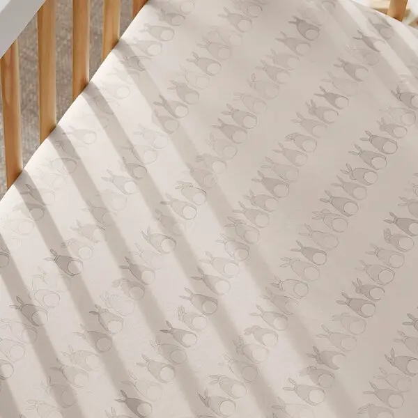 BOLL & BRANCH Signature Organic Cotton Crib Fitted Sheet - Bunny Print