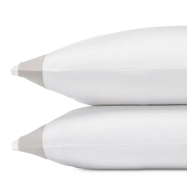 Frette Flying Sateen King Pillowcase Set Exclusive - White/grey Cliff