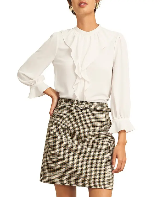 HOBBS LONDON Maribella Ruffle Trim Blouse