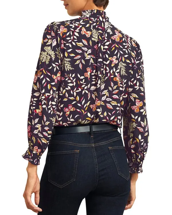 HOBBS LONDON Elspeth Ruffled Blouse - Navy Multi