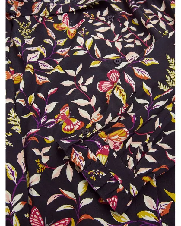 HOBBS LONDON Elspeth Ruffled Blouse - Navy Multi