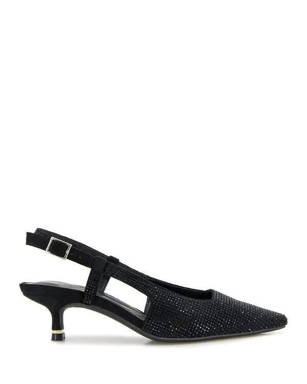 KENNETH COLE Martha Crystals Slingback Pumps - Black/black Micro