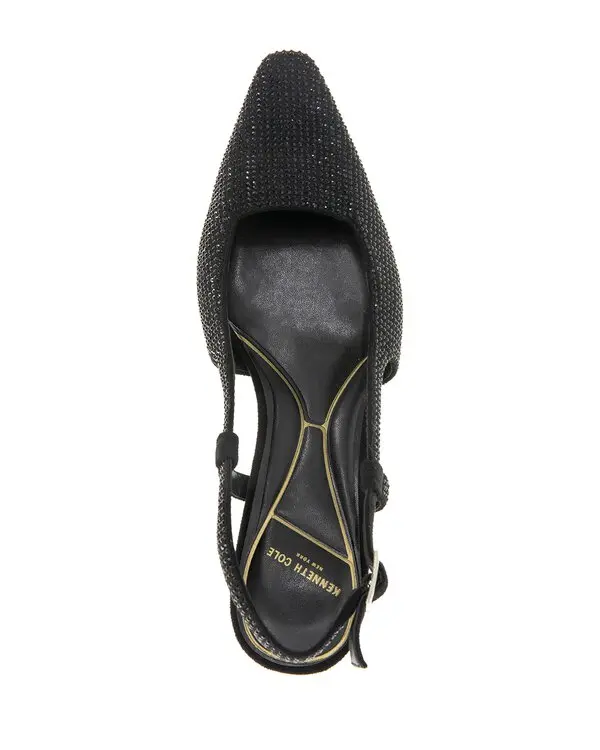 KENNETH COLE Martha Crystals Slingback Pumps - Black/black Micro
