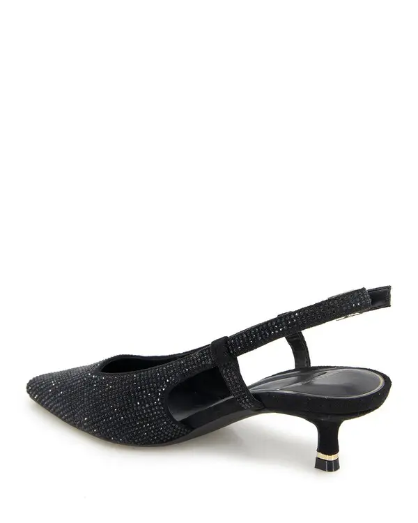 KENNETH COLE Martha Crystals Slingback Pumps - Black/black Micro