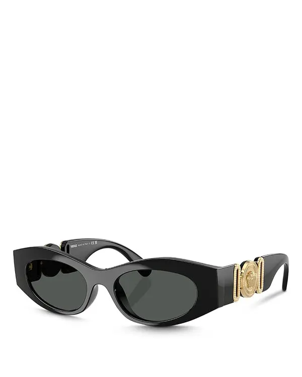 Versace Medusa Biggie Oval Sunglasses - Dark Gray