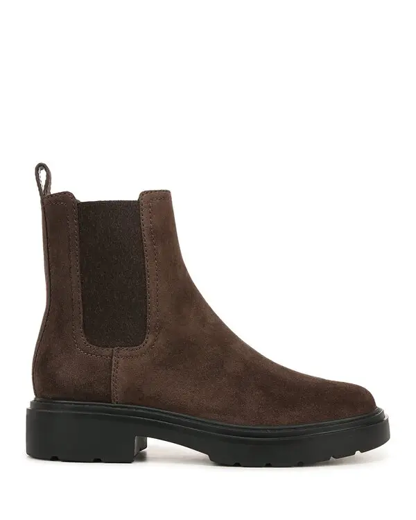 Vince Pinecrest Block Heel Ankle Boots - Truffle Brown Suede