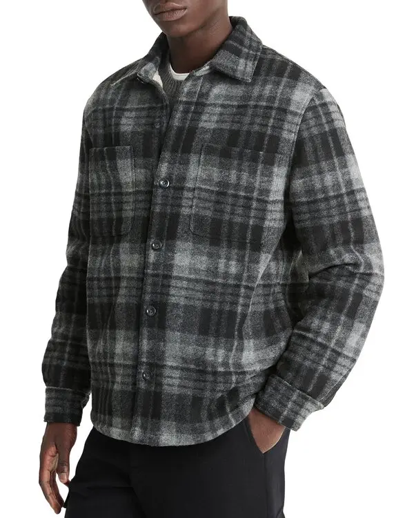 Vince Sherpa-lined Plaid Jacket - Black Combo